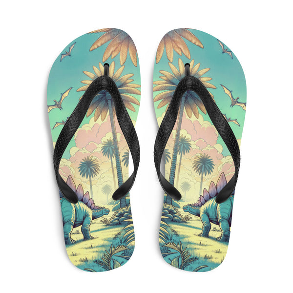 Serene Stegosaurus - Dinosaur Flip-Flops