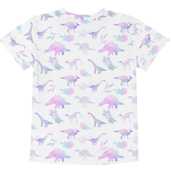Purple Watercolor Dinosaurs - Girls Dinosaur Shirt (Kid)